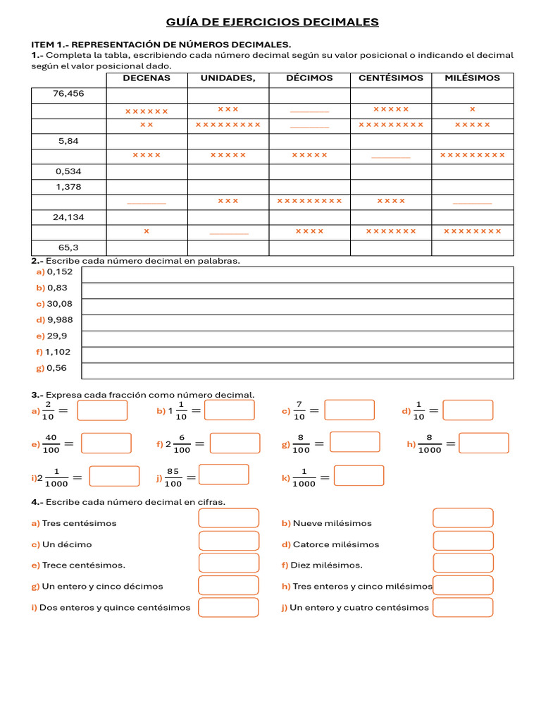 Ejercicios de Multiplicaciones Decimales | PDF | Codificaciones ...