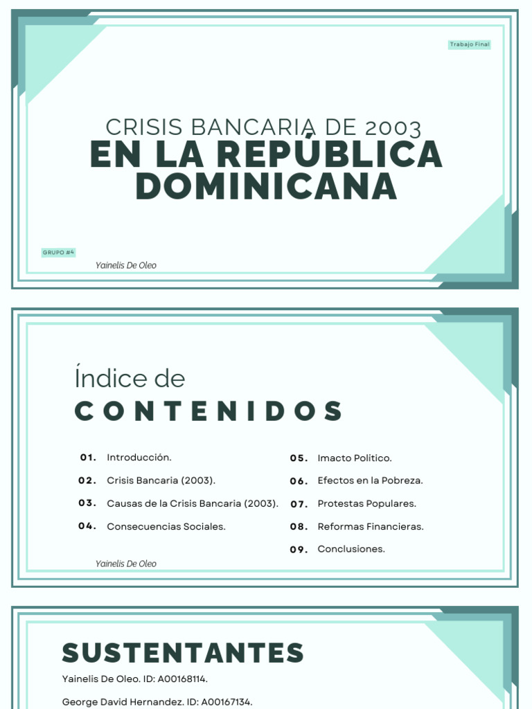 Presentación Final Grupo#4 | PDF | Crisis financiera | República Dominicana