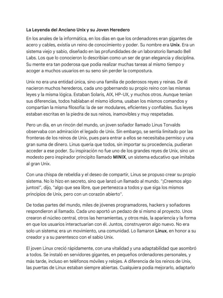 Legado de Unix y el Nacimiento de Linux | PDF | Unix | Distribución de ...