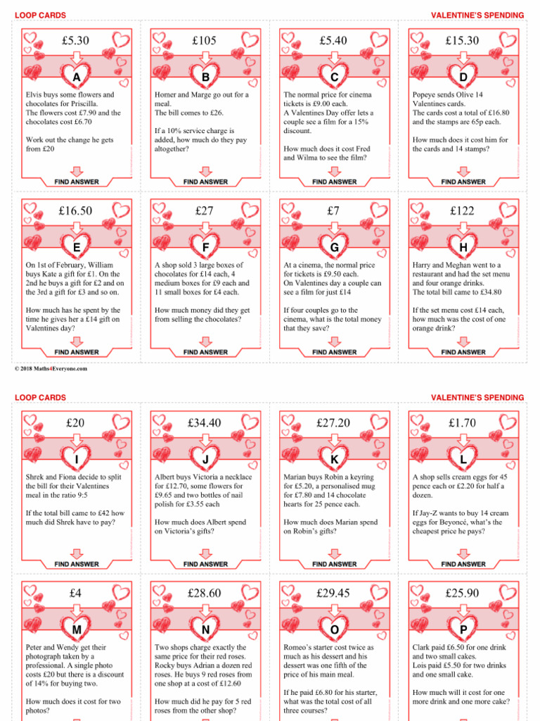 Mini Cards Valentines Spending | PDF