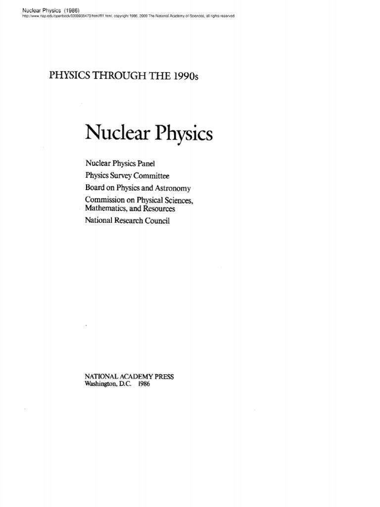 (Nuclear Physics Panel, Physics Survey Committee | PDF