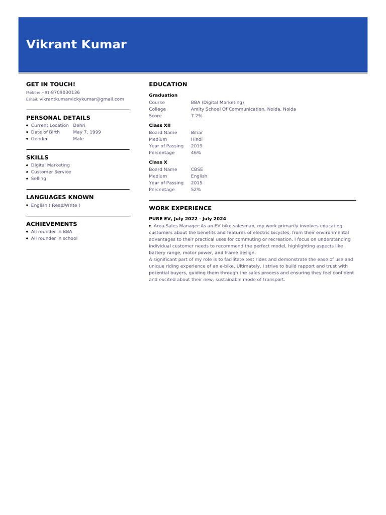 Vikrant's Resume | PDF
