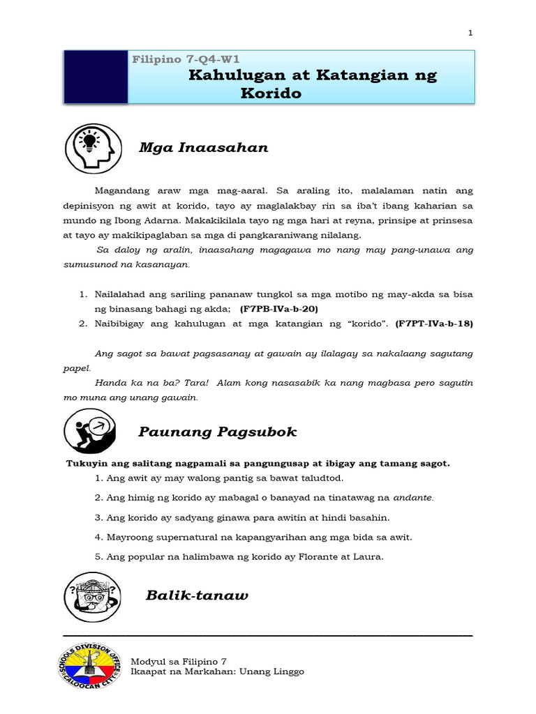 Filipino-7-Q4-Week-1 | PDF