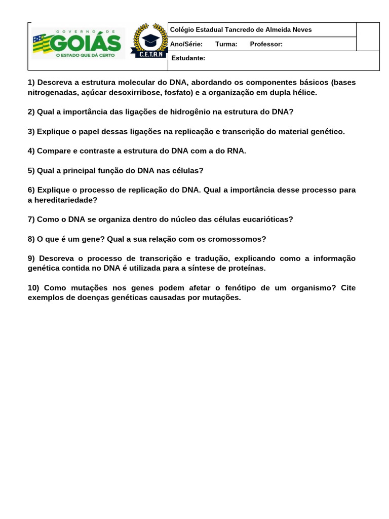 Estrutura e Função do DNA e RNA | PDF