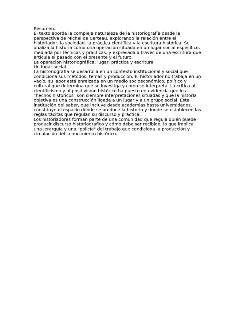 Resumen de Certau. | PDF