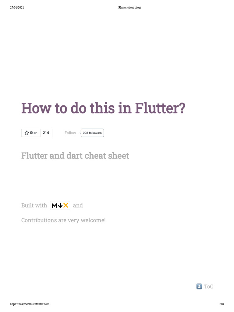 Flutter and Dart Cheat Sheets | PDF | Software Development | Computing