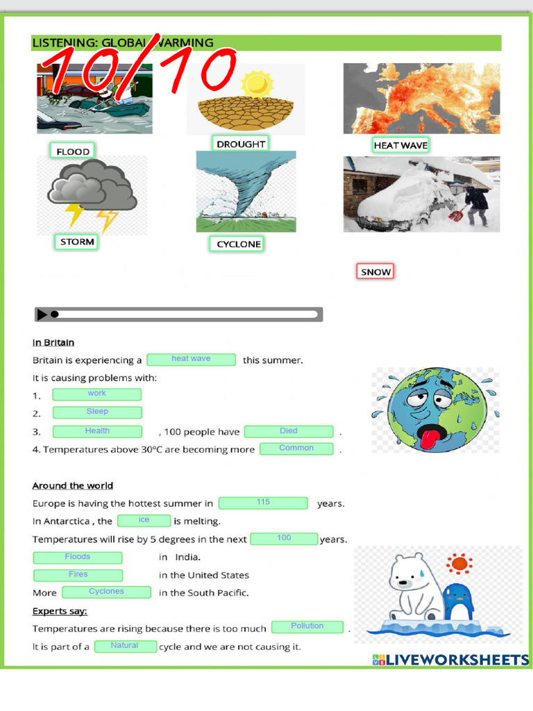 Global Warming Worksheet for ESL | PDF