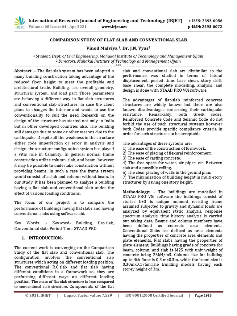Flat Slab vs Conventional Slab Analysis | PDF | Beam (Structure) | Bending