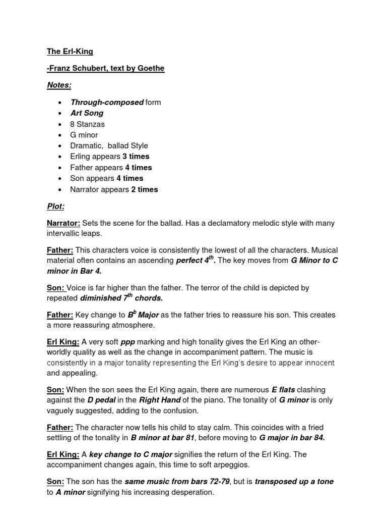 Erl King Notes | PDF | Songs | Chord (Music)