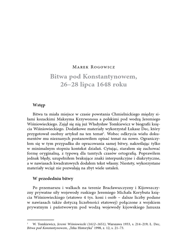 Bitwa Pod Konstantynowem 26 28 Lipc | PDF