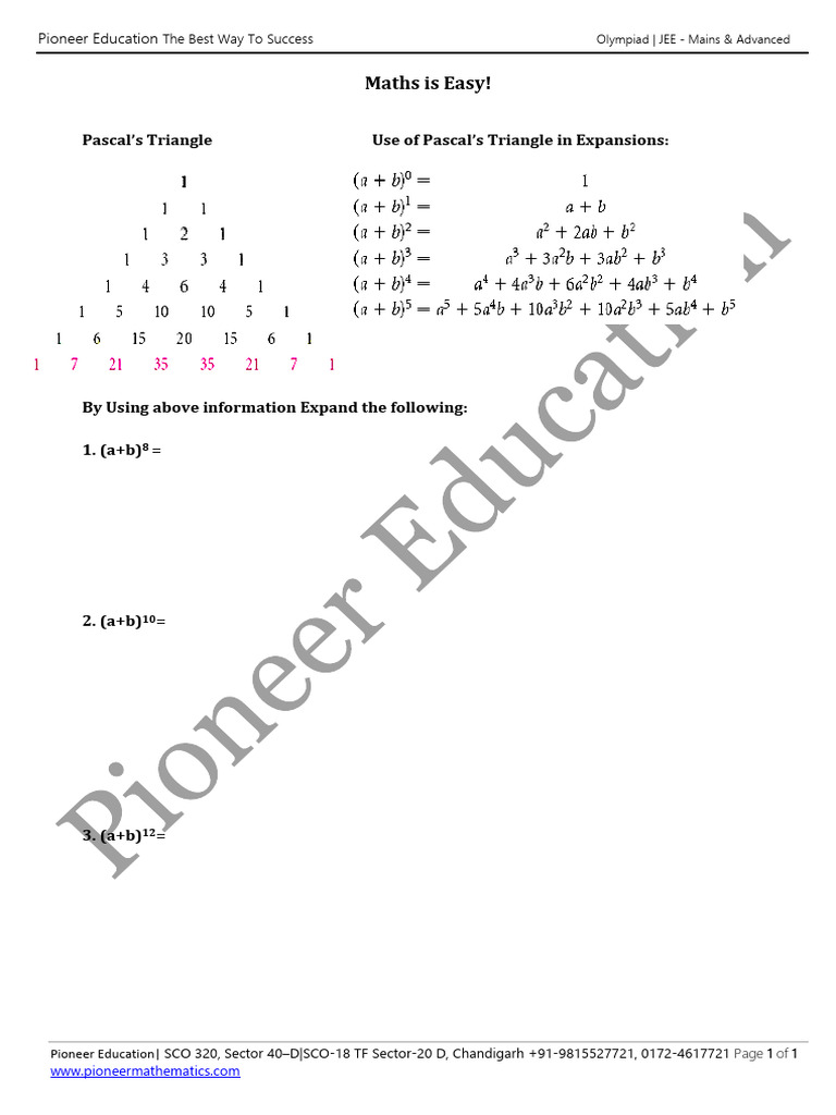Pascal's Triangle (1) | PDF