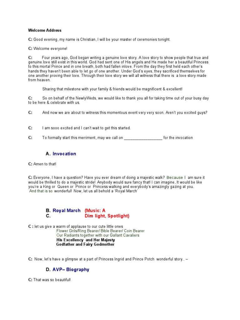 Princess Bride Wedding Ceremony Script | PDF | Poetry