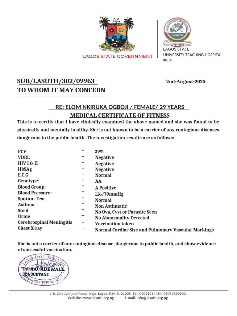Elom Med Cert | PDF