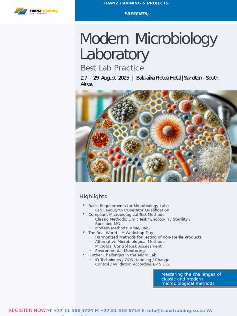 Modern Microbiology Lab Workshop 2025 | PDF | Microbiology | Microorganism