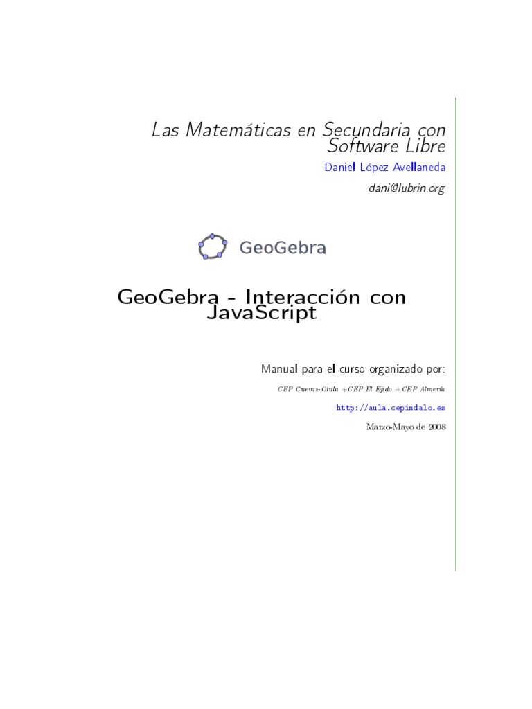 Geogebra Javascript | PDF | Script Java | Red mundial Geogebra Javascript | PDF | Script Java | Red mundial