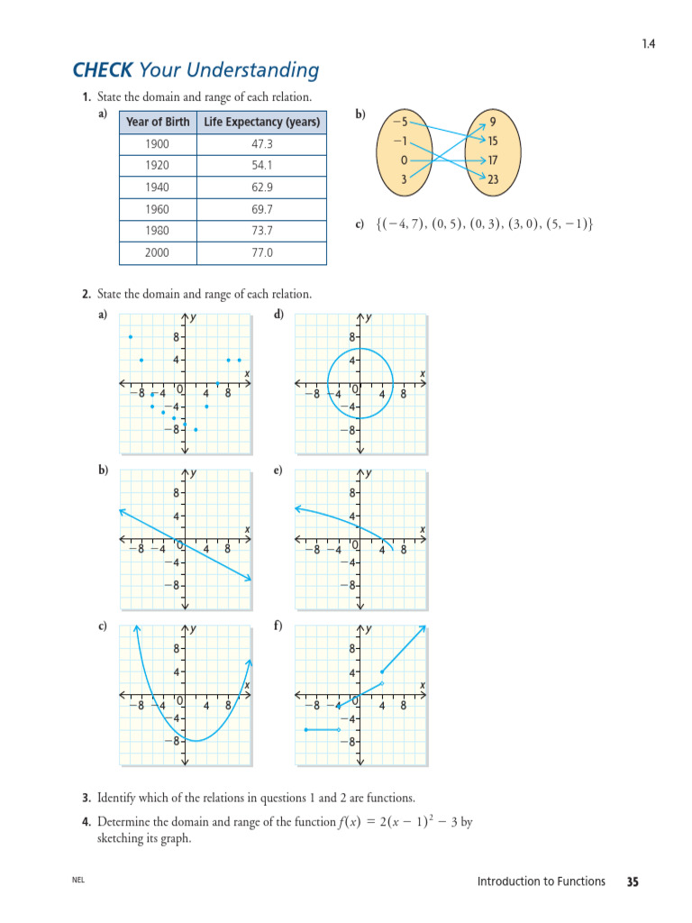 1.3 - Domain and Range PG 35-37 Practice Questions | PDF | Function ...
