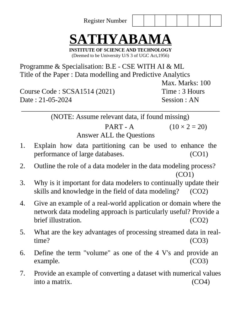 Sathyabama: Register Number | PDF | Data | Data Model