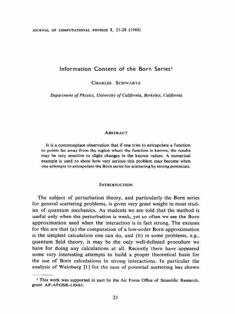 Information in the Born Series | PDF | Approximation | Perturbation Theory