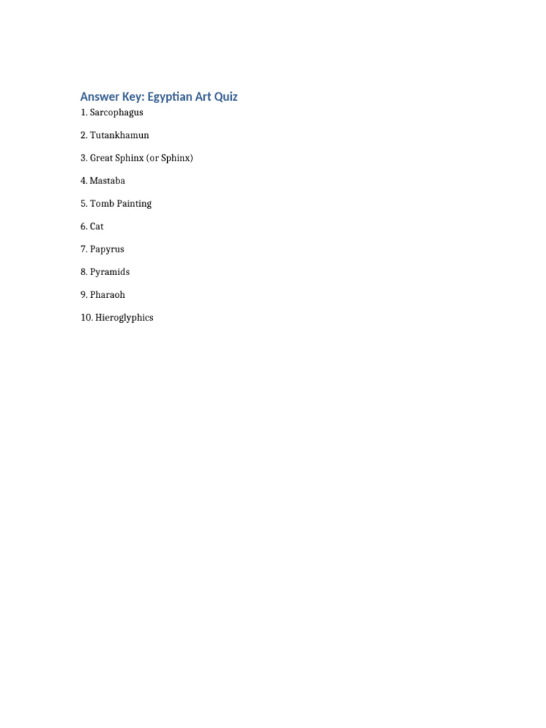 Egyptian Art Quiz Answers | PDF