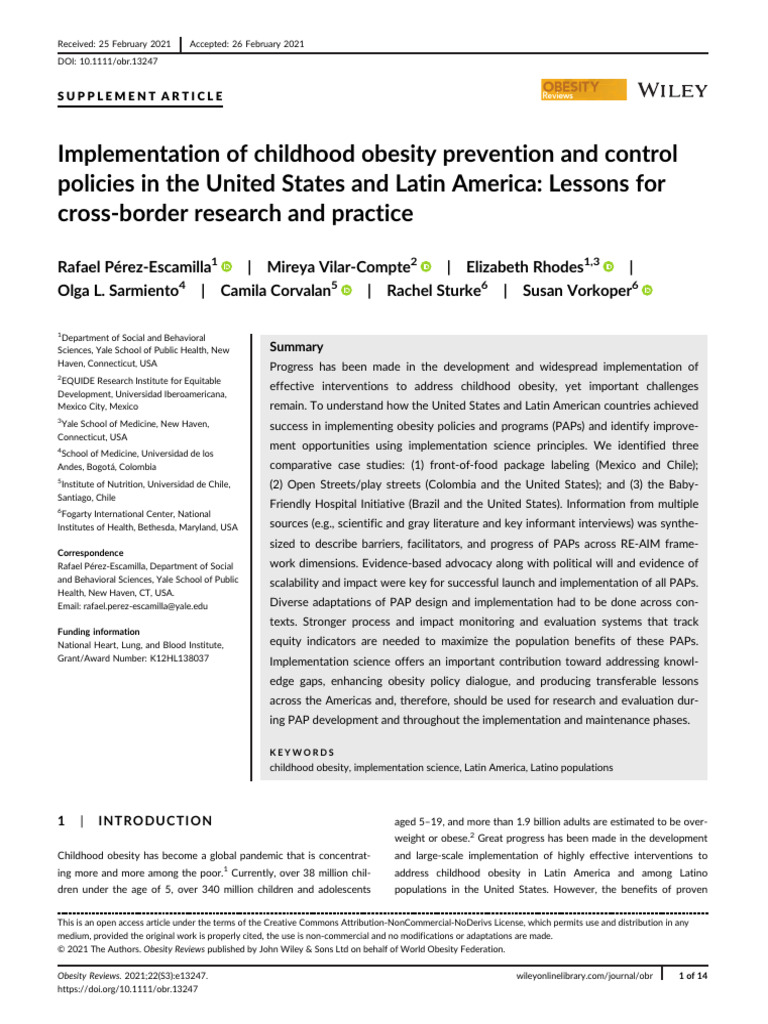 Childhood Obesity Policies in the Americas | PDF | Breastfeeding