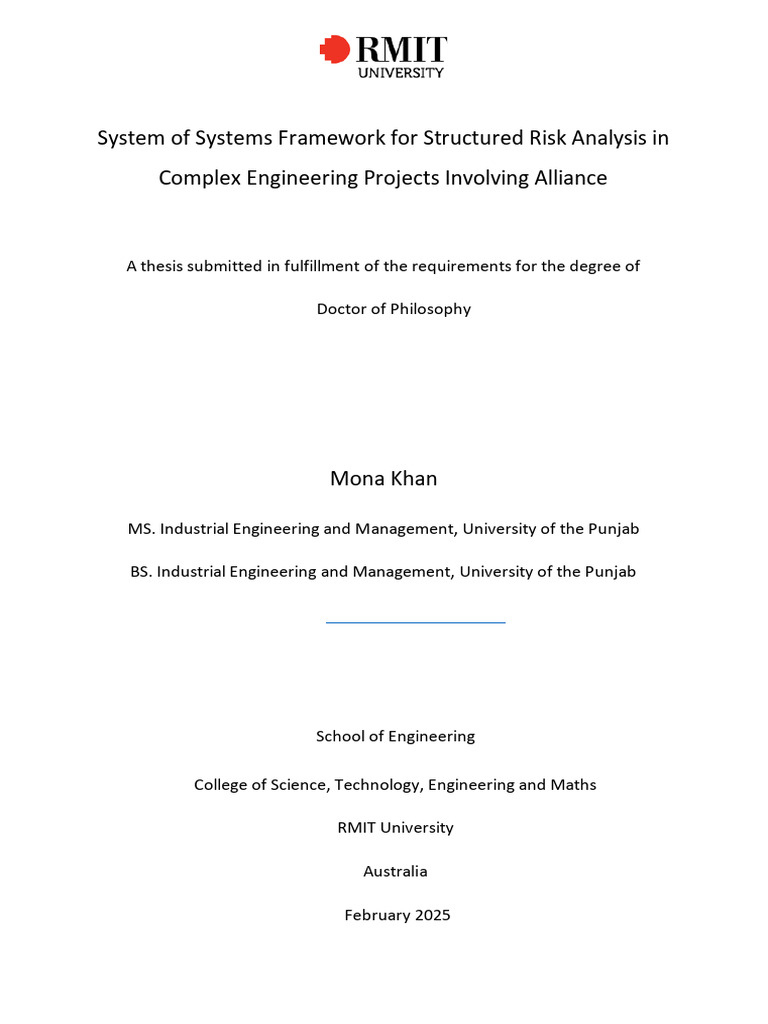 System of Systems Framework For Structured Risk Analysis in Complex Engineering Projects ...