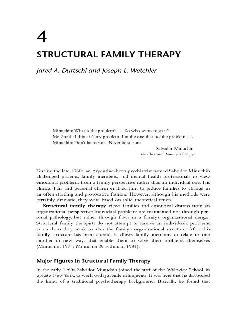 An Introduction to Marriage and Family Therapy ---- (4 Structural Family Therapy) | PDF ...
