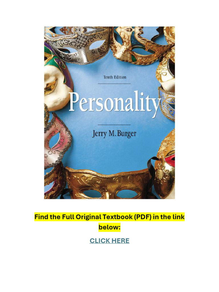 Personality 10th Edition by Jerry M. Burger | PDF | Temperament ...