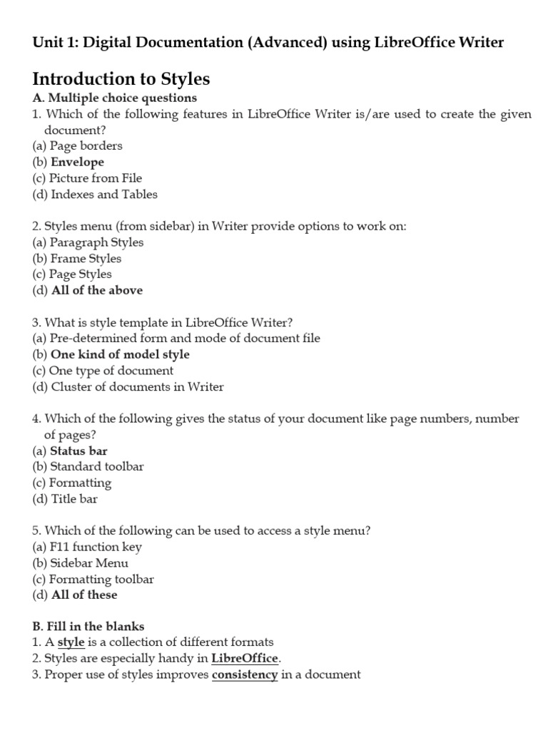 Unit 1 Digital Documentation Advanced Using LibreOffice Writer | PDF | Shape | Page Layout