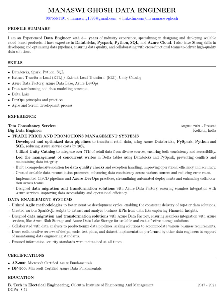 Experienced Data Engineer Profile | PDF | Microsoft Azure | Computing