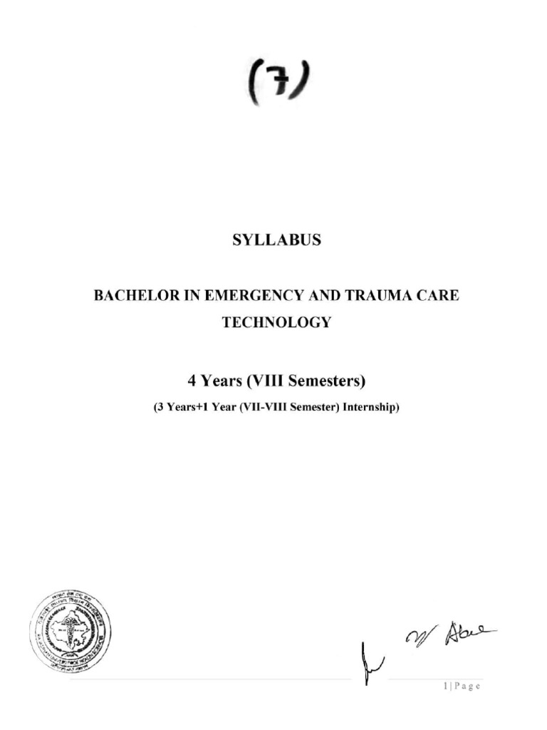 Syllabus Emergency and Trauma Care Teachnology 8 | PDF