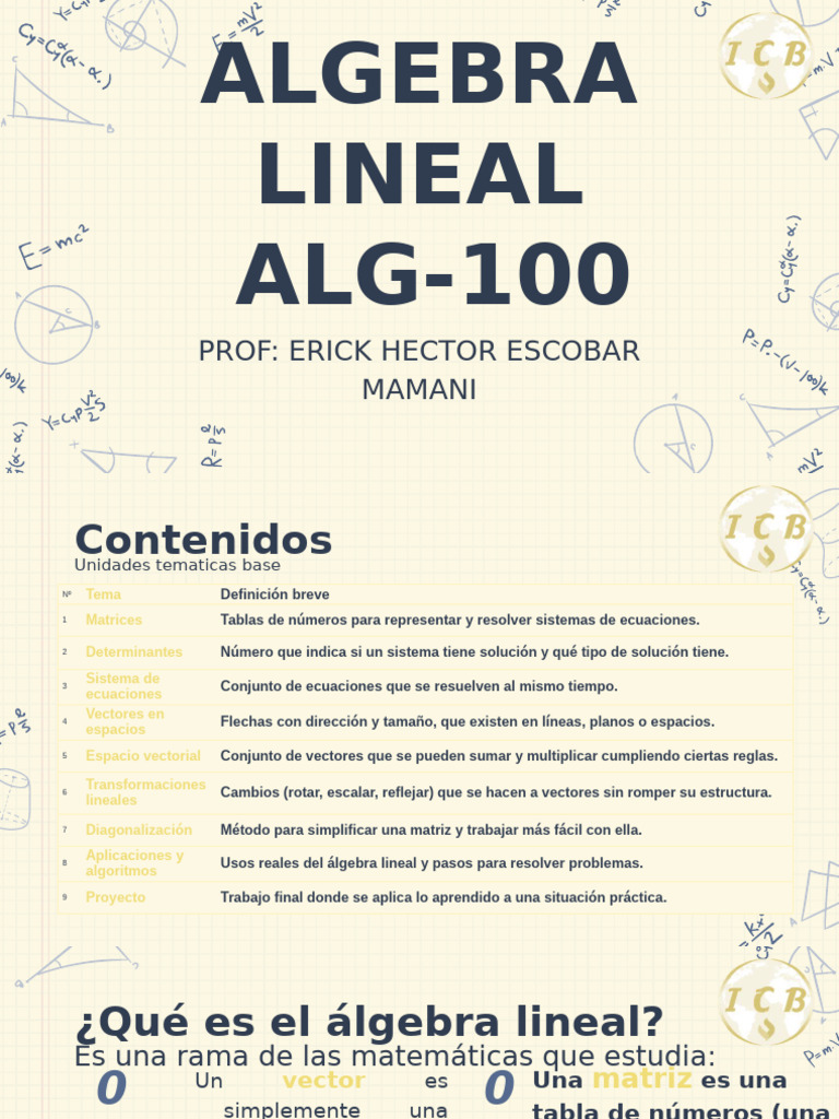 Linear Algebra - Mathematics - 12th Grade by Slidesgo(1) | PDF ...