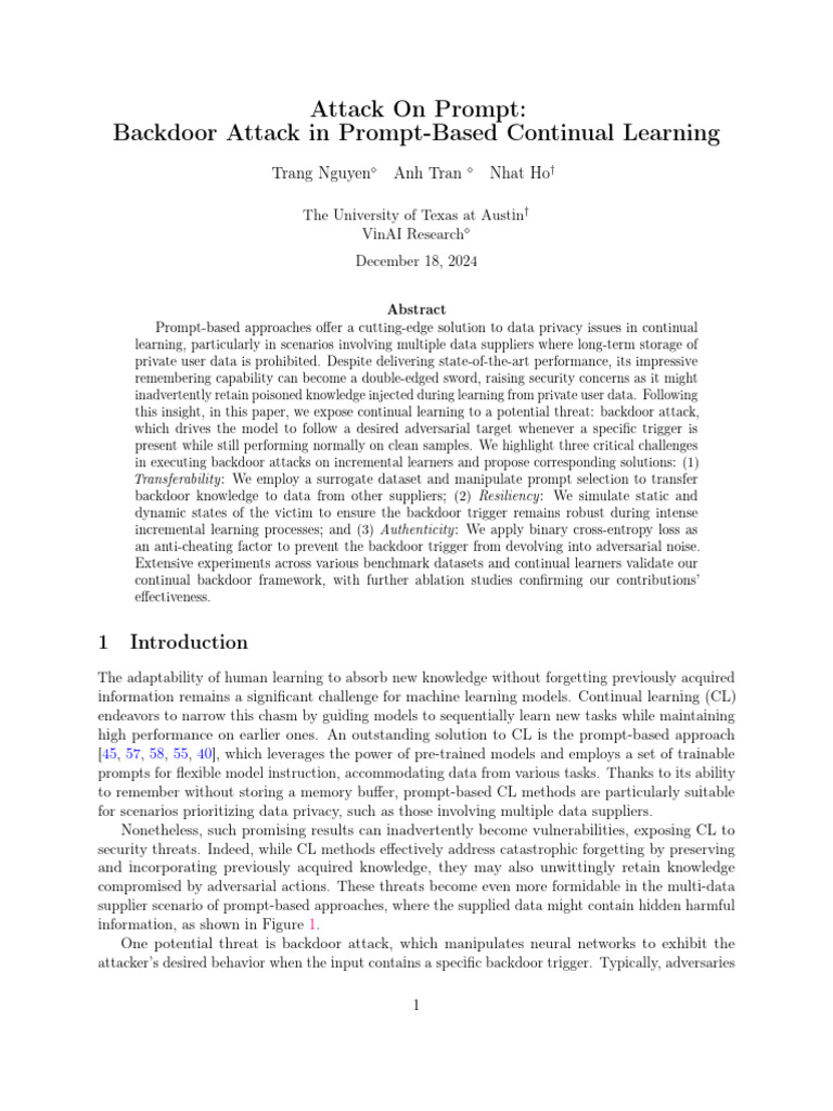 Backdoor Attacks in Continual Learning | PDF | Speech Recognition ...