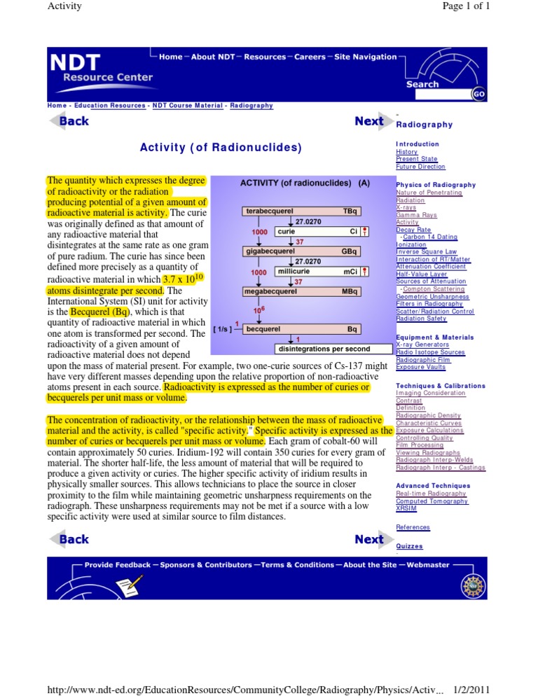 Activity | PDF | Radioactive Decay | Radiography