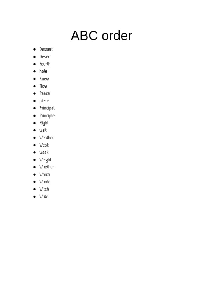 ABC Order | PDF