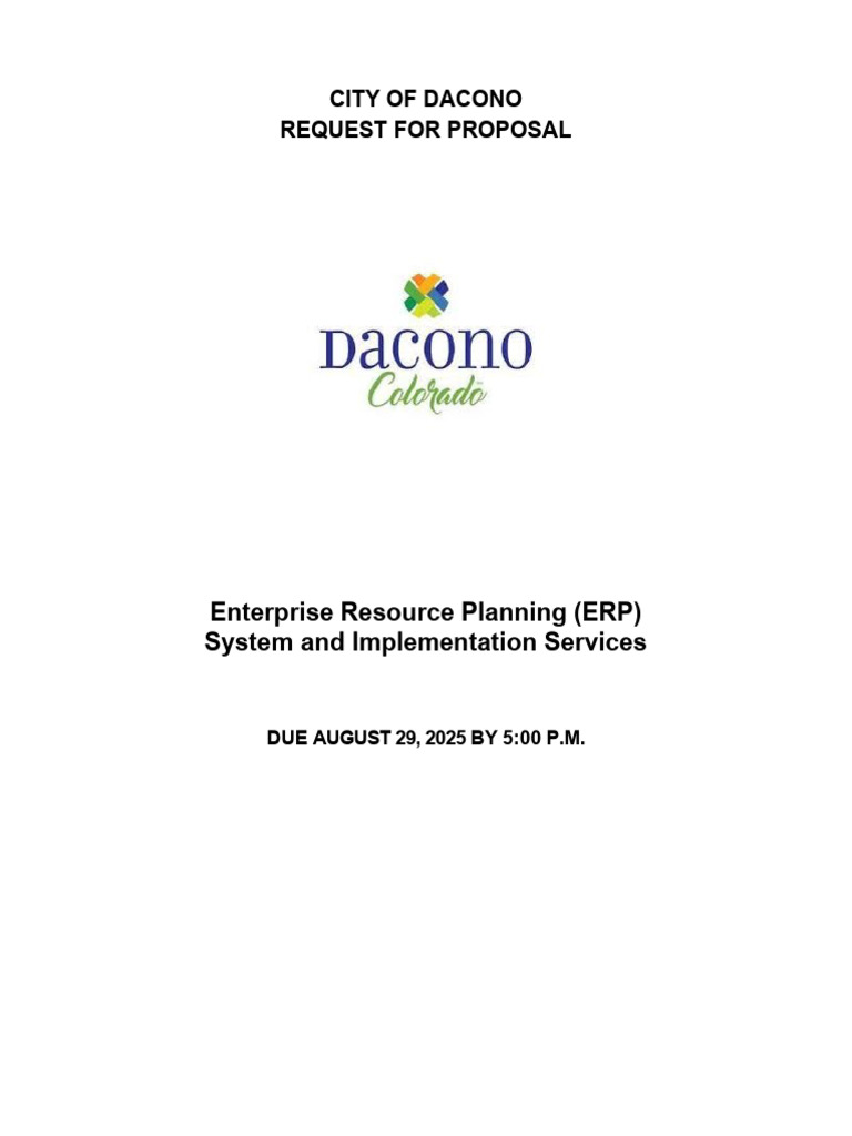 Dacono ERP System RFP 2025 | PDF | Enterprise Resource Planning | Business