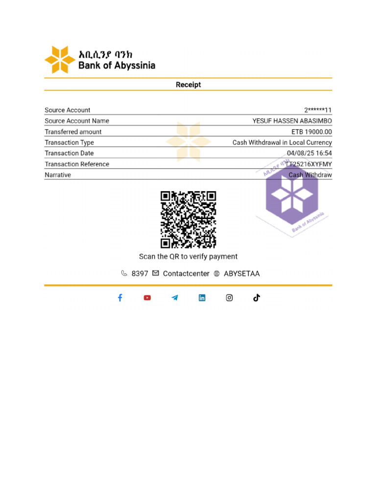 BOA Reciept | PDF