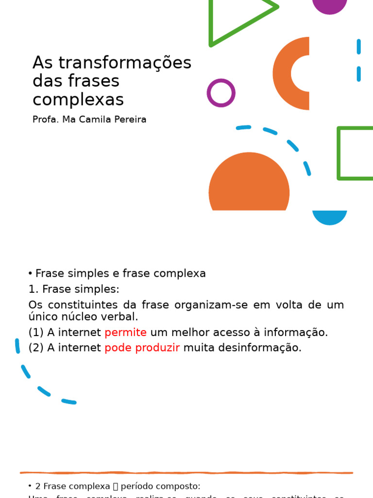 As Transformações Das Frases Complexas | PDF | Gramática | Mecânica da ...