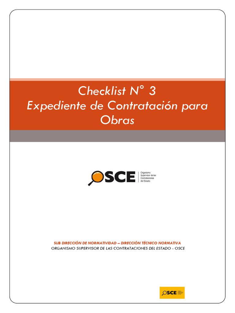 Checklist N° 03_ Expediente de contratación para obras - Actualizado 13.02.2023 | PDF ...