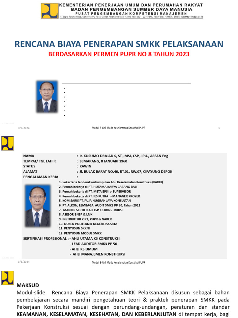 Modul 4 - Rab SMKK - Permen Pupr No 8 Tahun 2023 - Kusumo - 14082023 | PDF