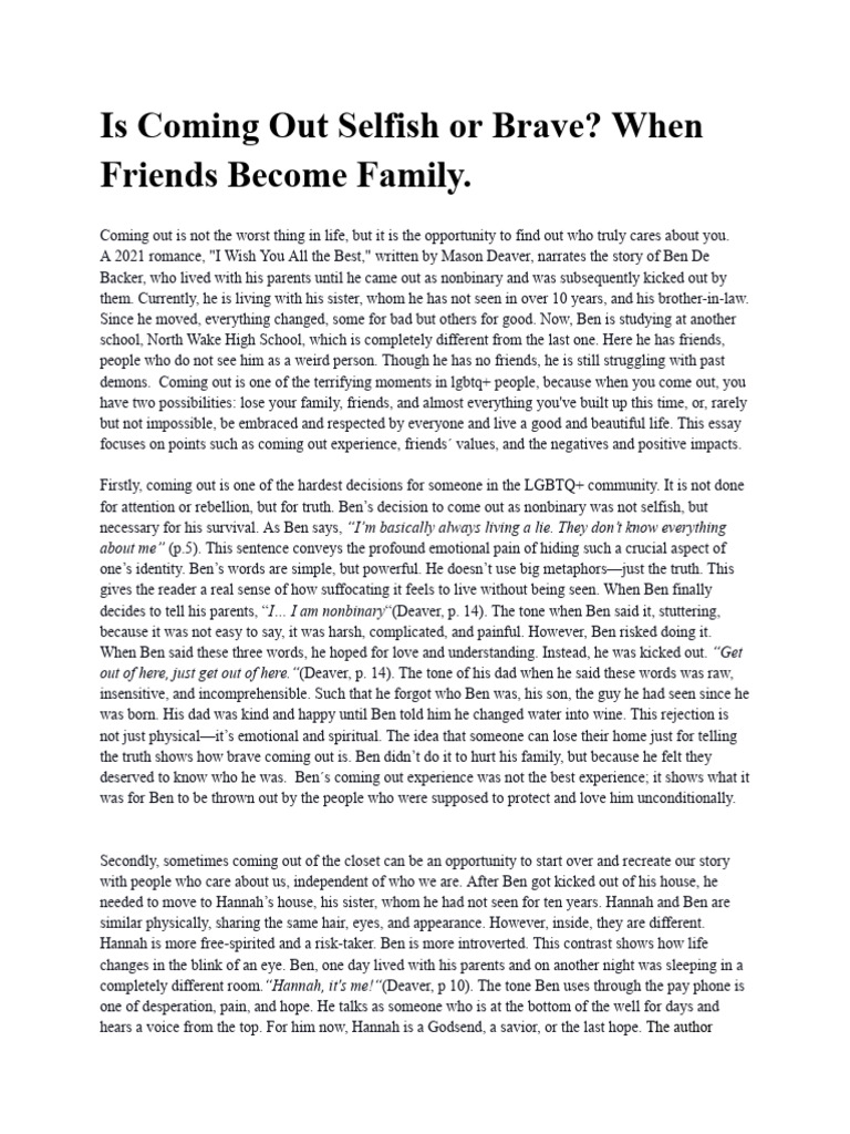 Is Coming Out Selfish or Brave | PDF | Panic Attack | Fear