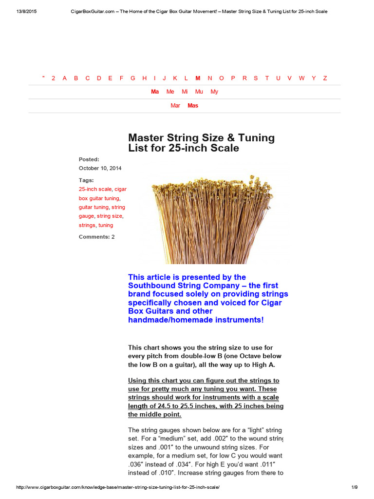Cigar Box Guitar String Gauge Guide | PDF | Guitars | String Instruments