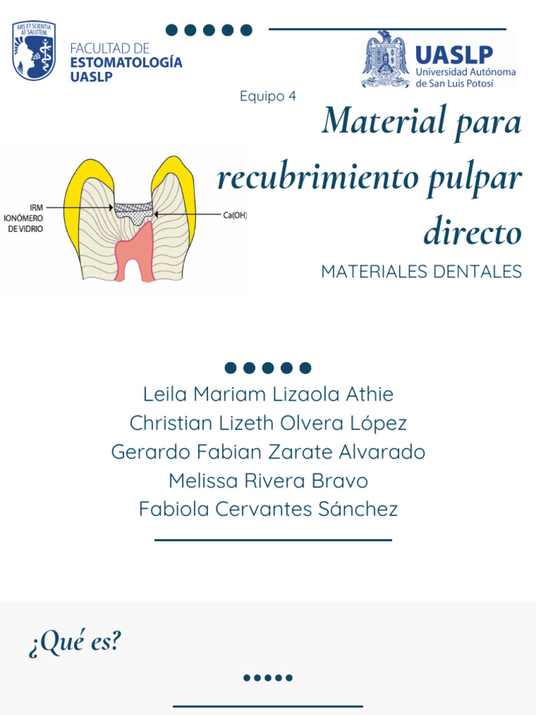 Recubrimiento Pulpar Directo: Materiales y Técnicas | PDF ...