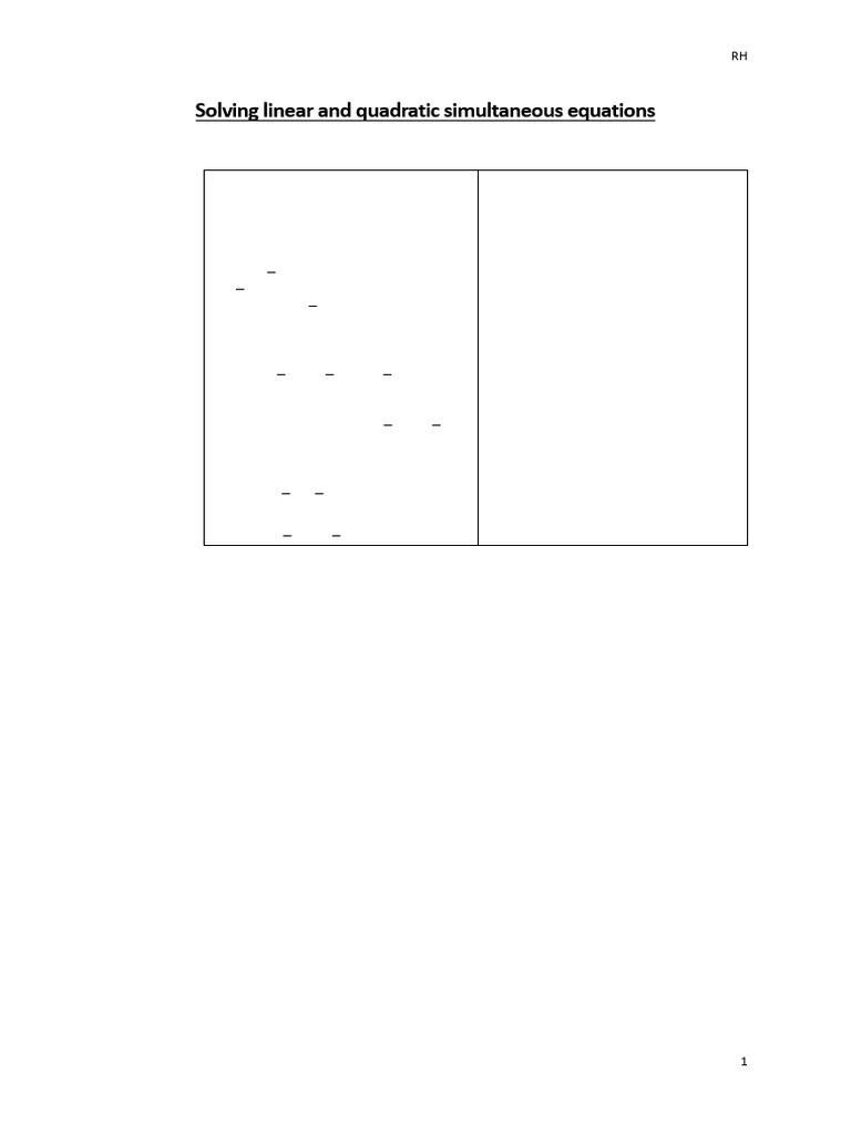 Solving Linear and Quadratic Simultaneous Equations | PDF | Quadratic ...