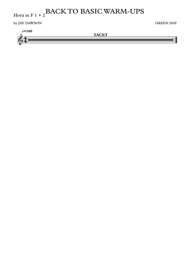 Back To Basic Warm-Ups - Horn in F 1 + 2 | PDF