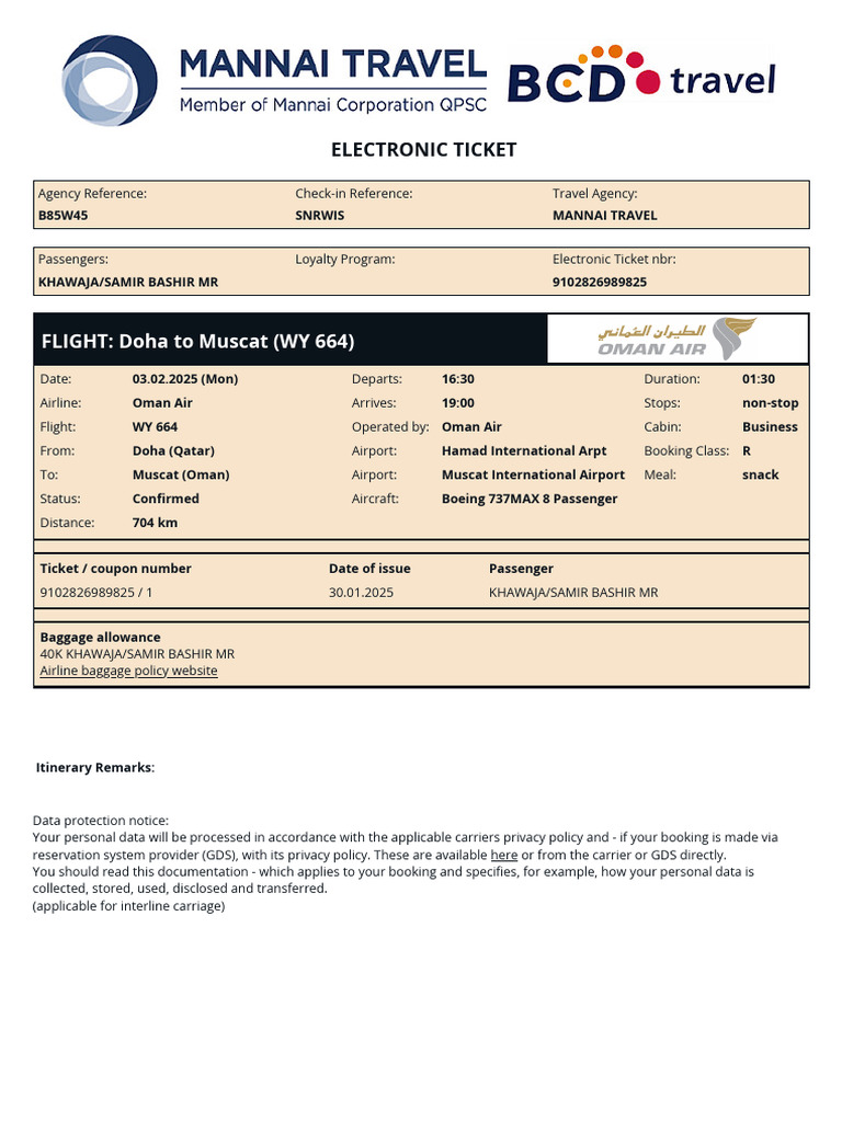 Doha To Muscat | PDF