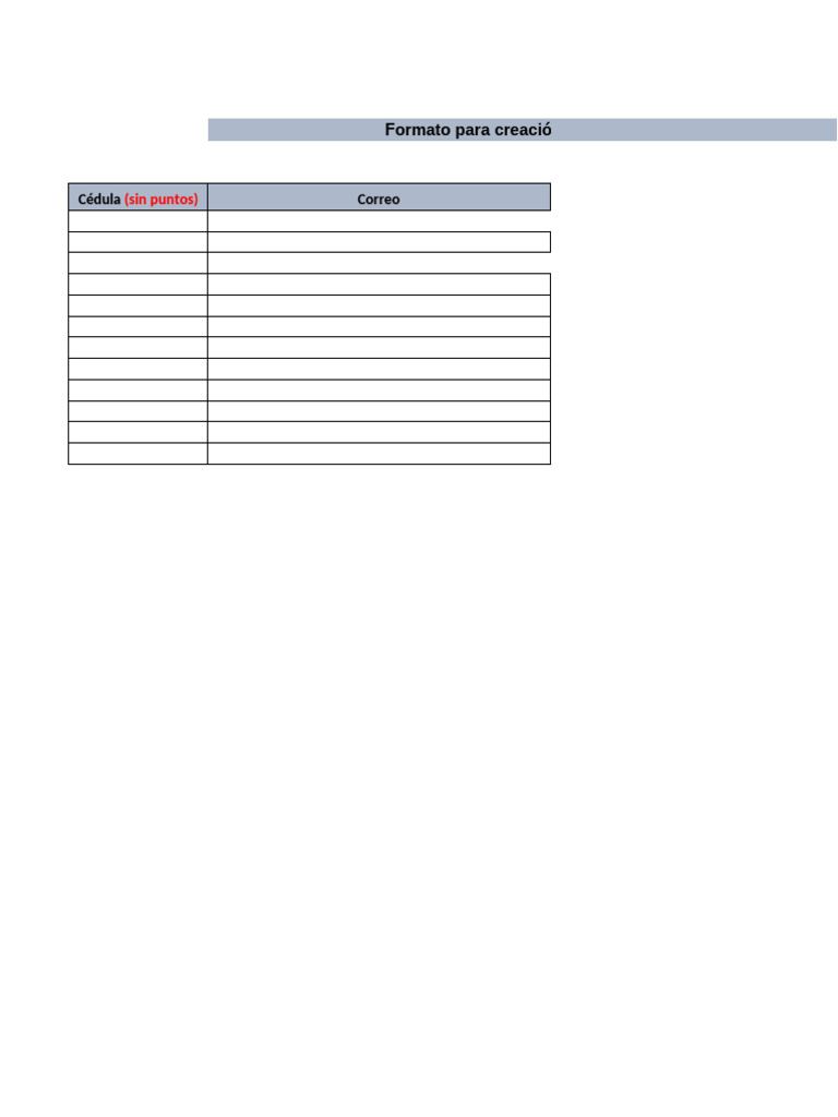 SEDUCV FHE Formato Creación Usuarios 2023 | PDF