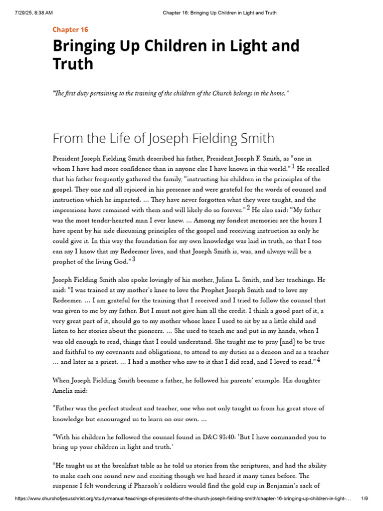 Chapter 16 - Bringing Up Children in Light and Truth | PDF | Prayer ...