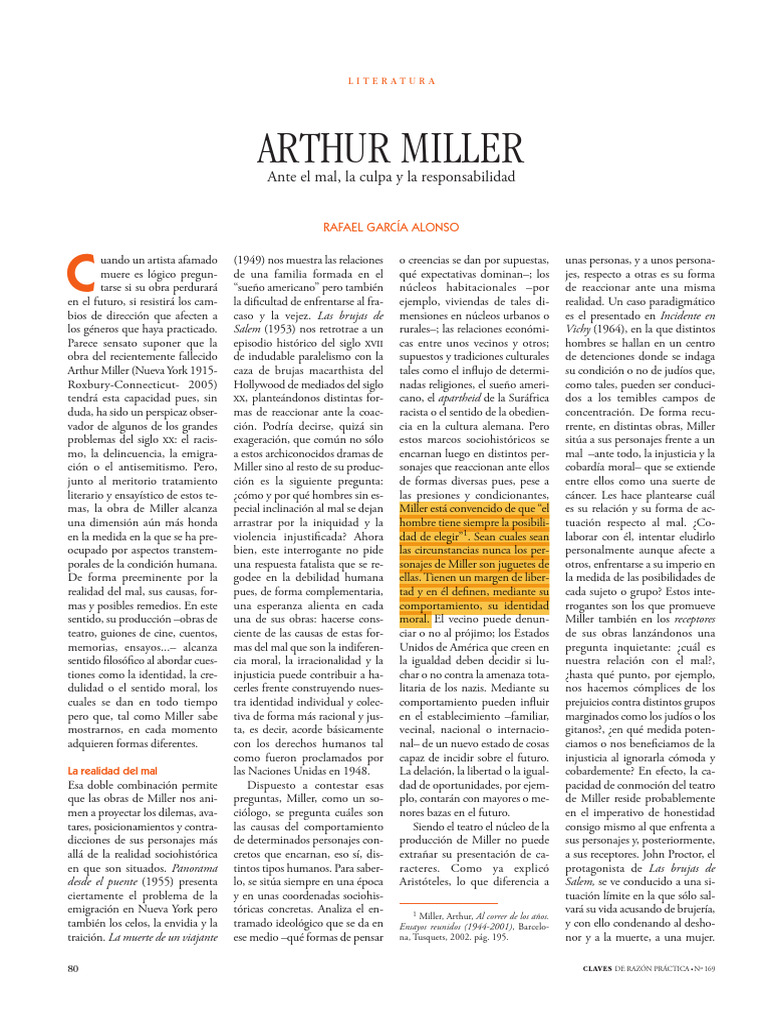 Arthur Miller Ante El Mal... | PDF