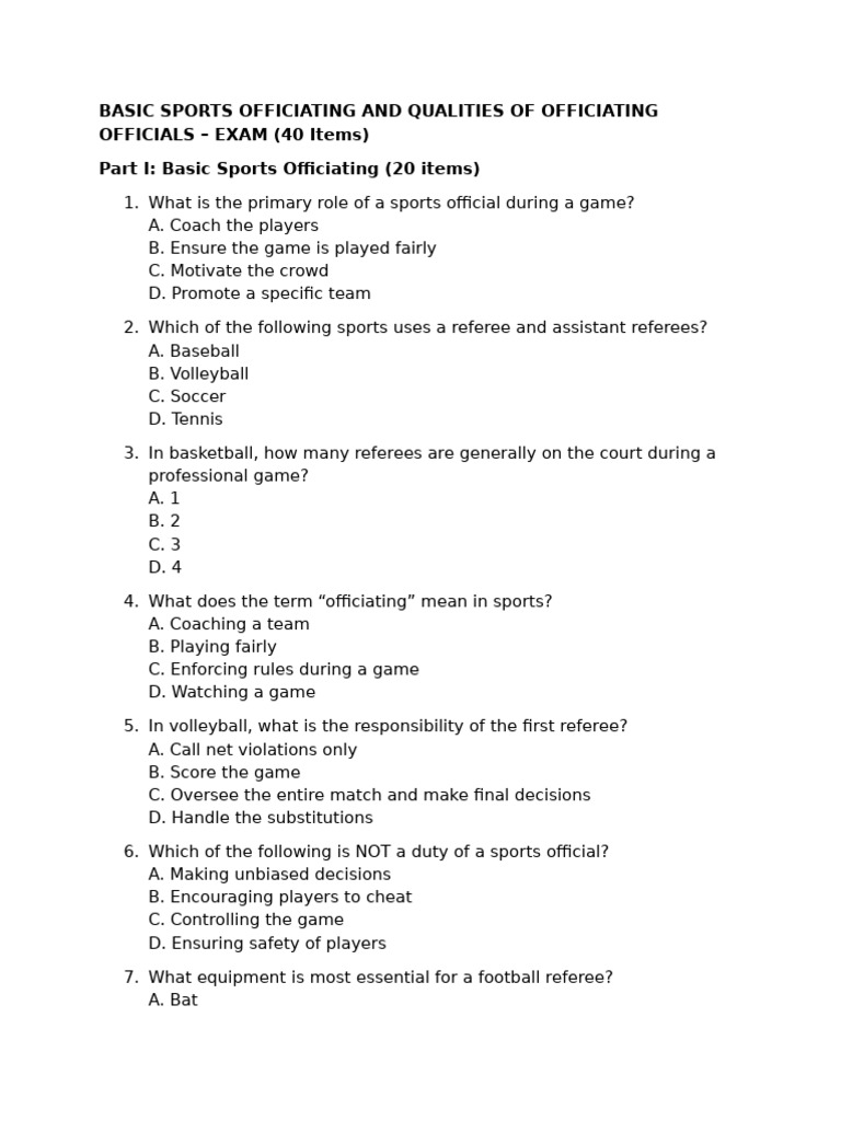 Basic Sports Officiating and Qualities of Officiating Officials | PDF ...