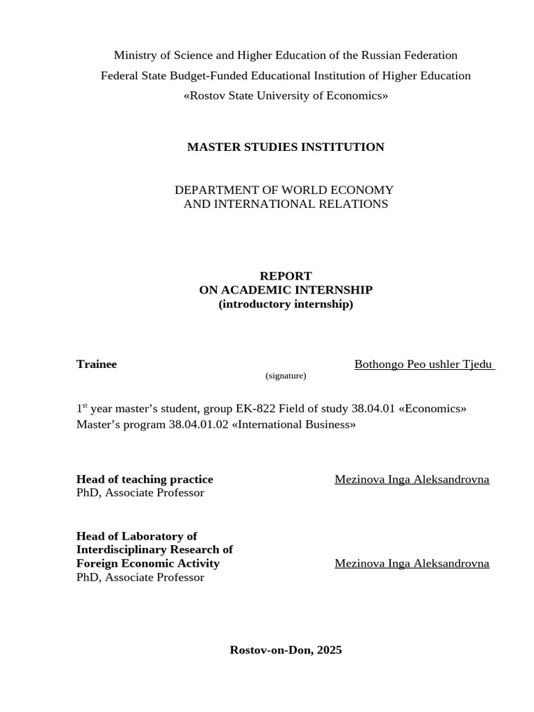 Academic Internship Report - Draft | PDF | Globalization | Neoliberalism